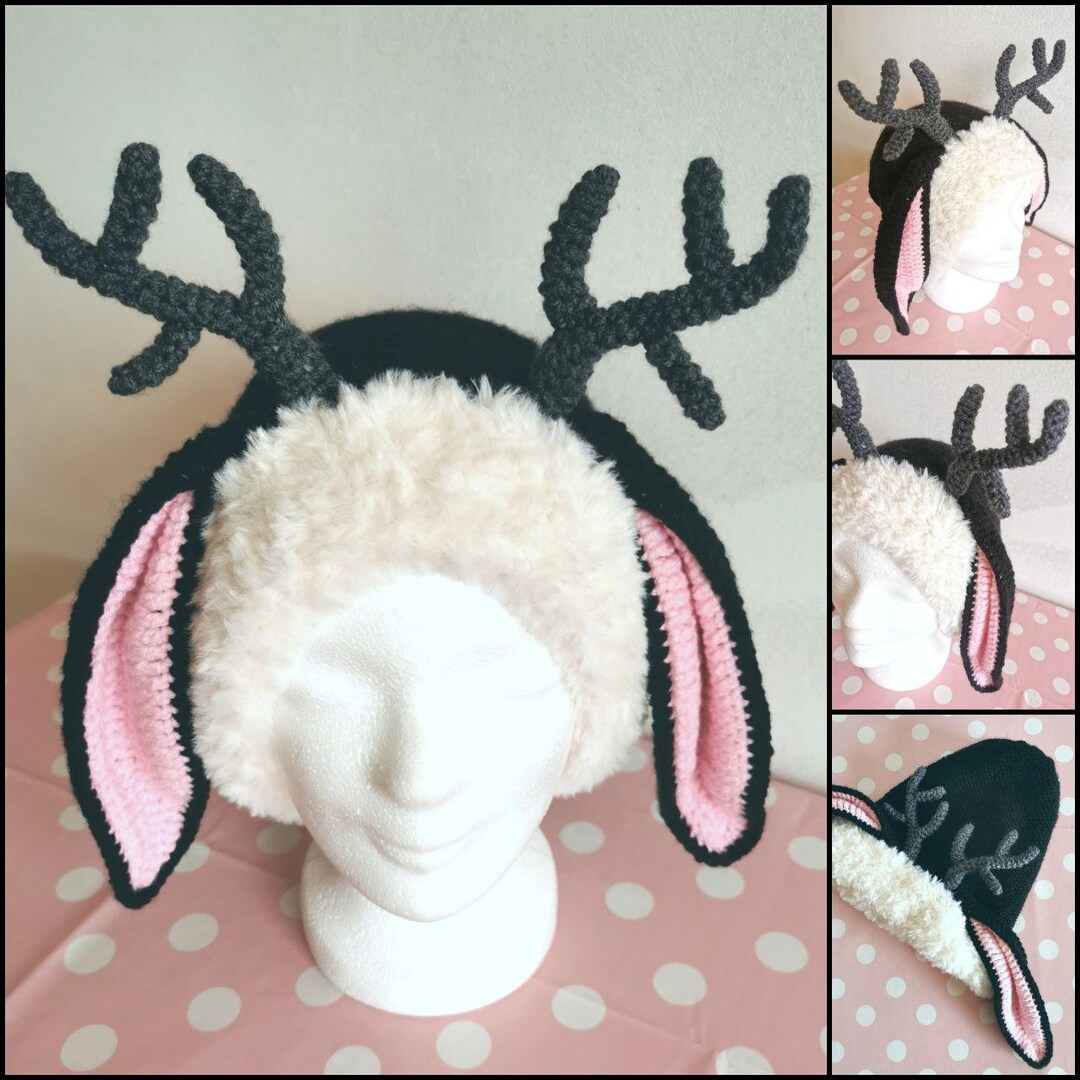 Jackalope Hat, Cryptid Beanie, Bunny With Antlers Cap, Halloween - Etsy