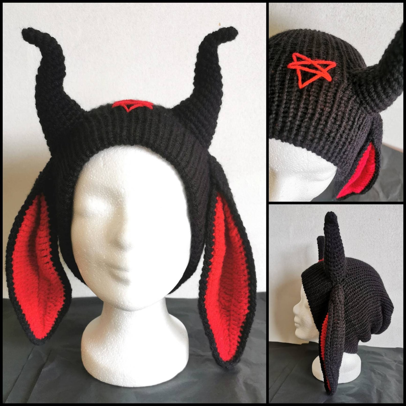 Long Ear Goat Goth Hat Gothic Clothing Baphomet Beanie Goth - Etsy