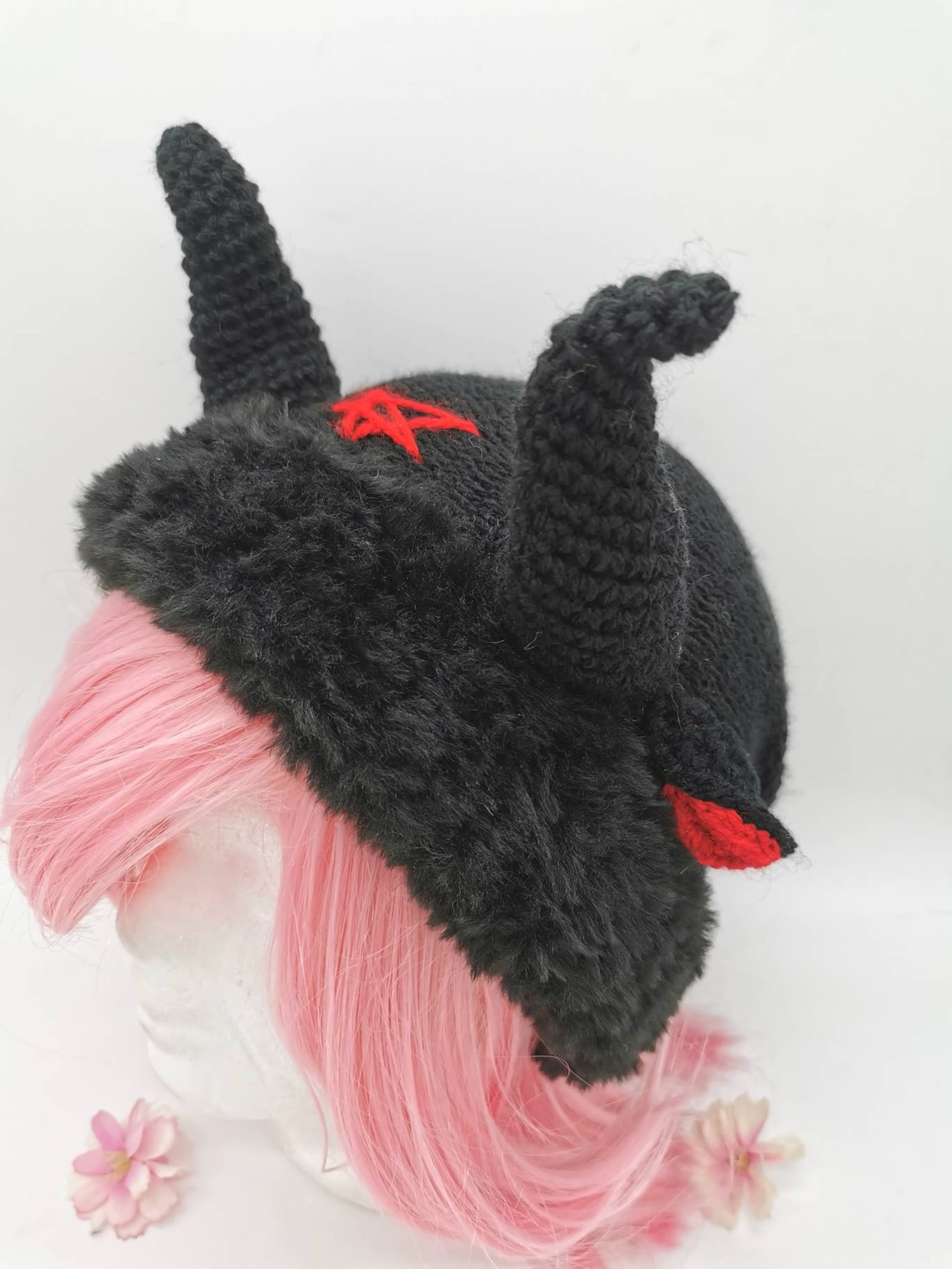 Fluffy Goat Goth Hat Gothic Clothing Baphomet Beanie - Etsy