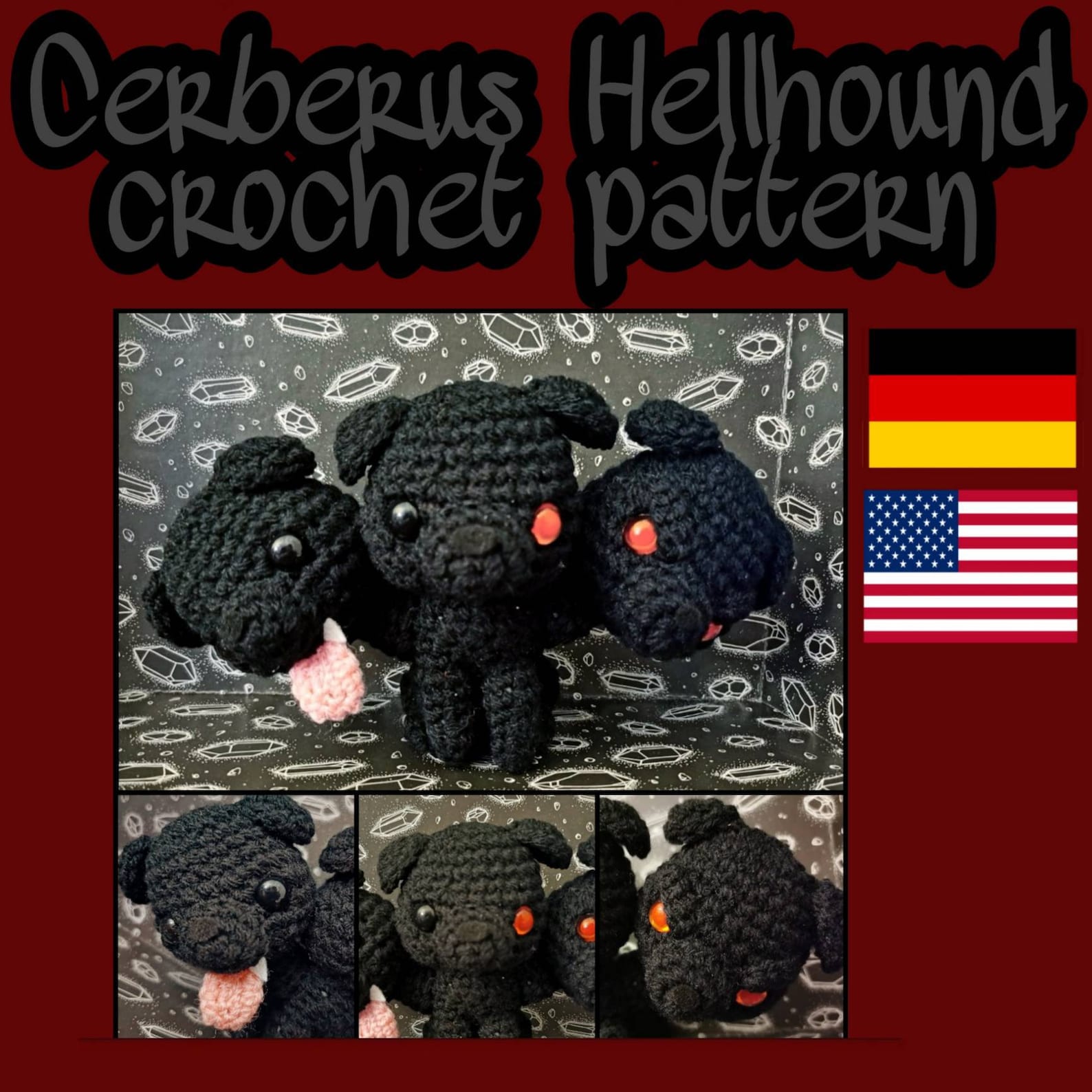 Cerberus Hellhound Crochet Pattern, Dog Amigurumi/ Kawaii Crochet PDF ...