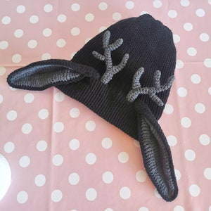 Jackalope Hat, Cryptid Beanie, Bunny With Antlers Cap, Halloween - Etsy