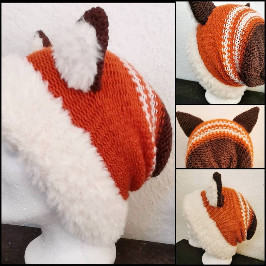 Fluffy Red Panda Beanie, Lolita Accessoires, Cute Cosplay, Furry Hat ...