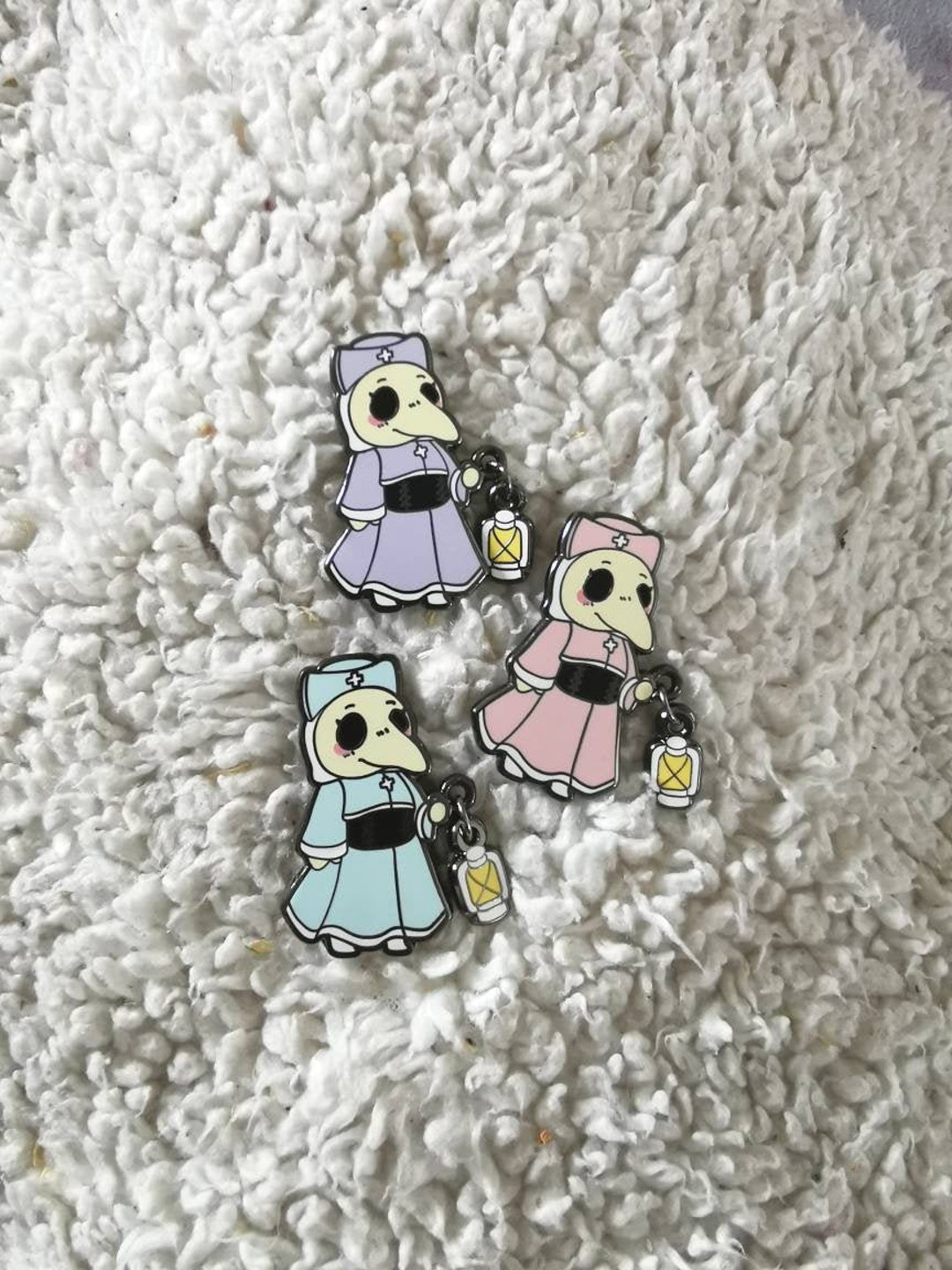 Plague Nurse Nun Hard Emaille Pin With Movable Lantern, Plague Doctor ...