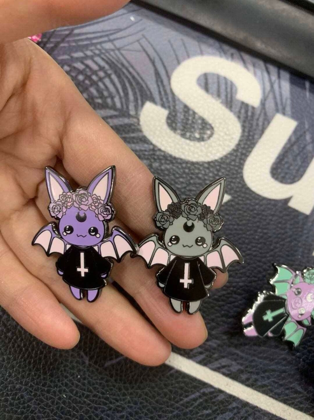 Pastel Goth Bat Hard Enamel Pin - Etsy