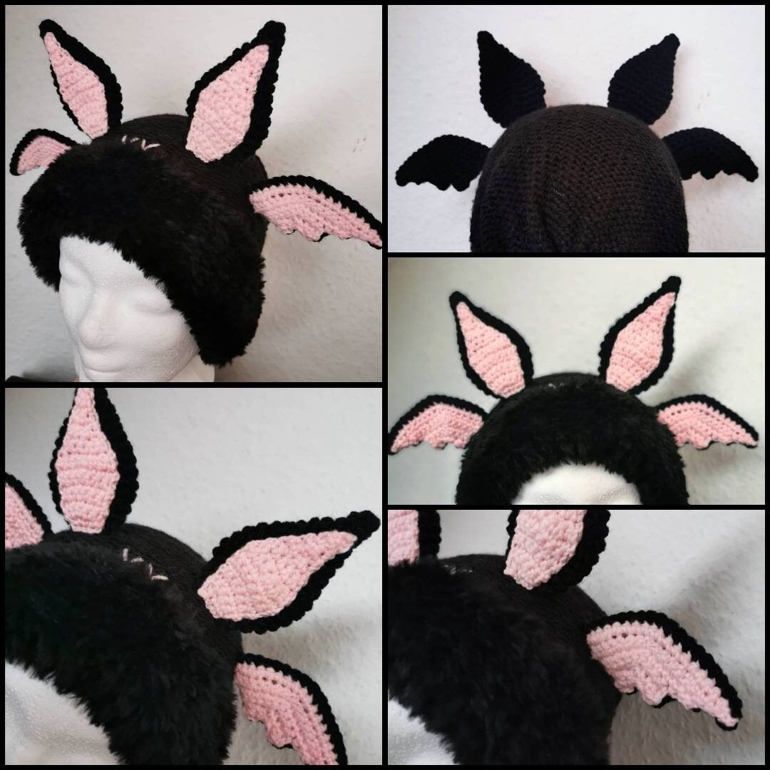Fluffy Bat hat pastel goth gothic clothes halloween costume | Etsy