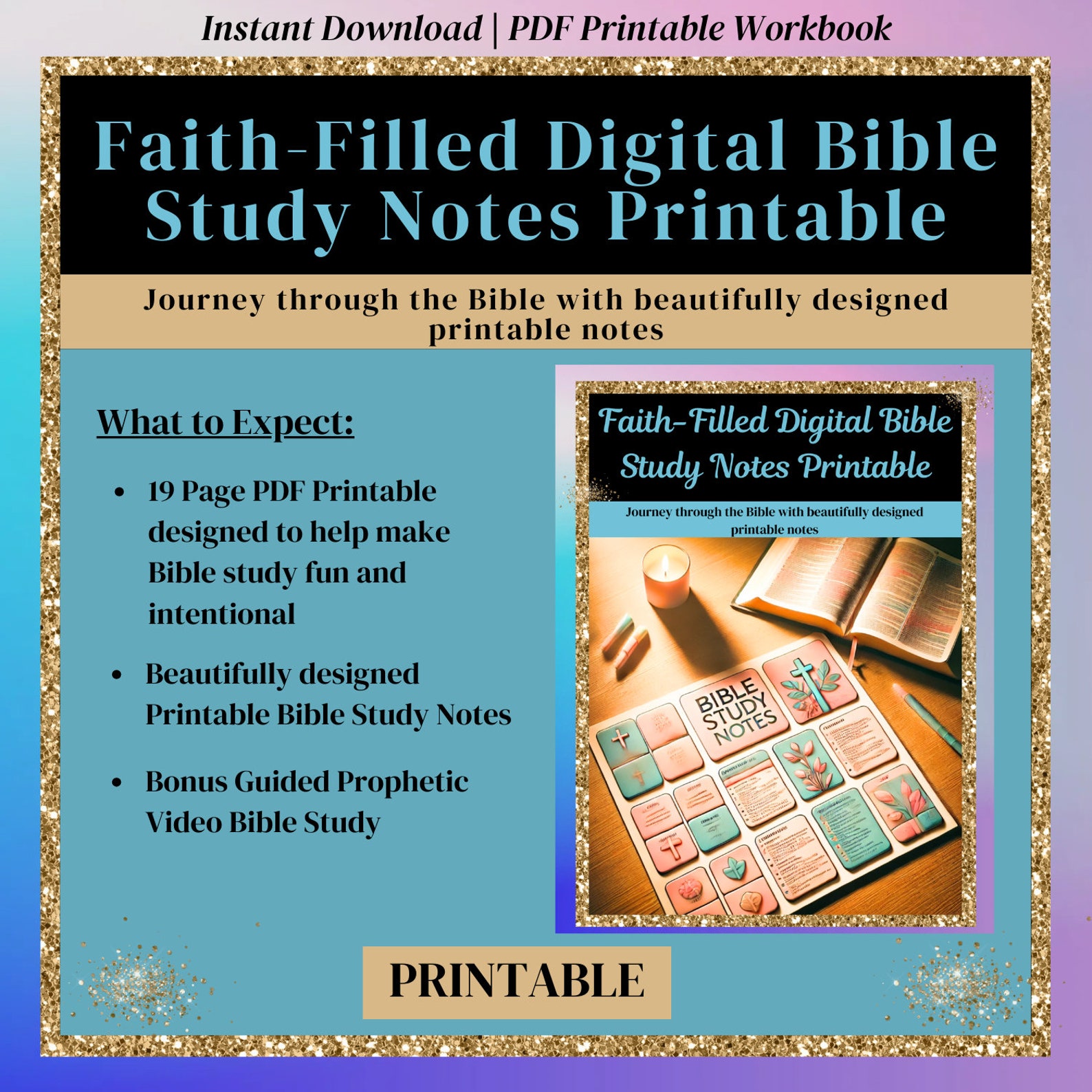 Bible Study Printable Kit, Digital Bible Study, Bible Journaling ...
