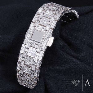34 Ct VVS1 Moissanite Diamond Watch, Hip-hop Diamond Watch, Automatic ...