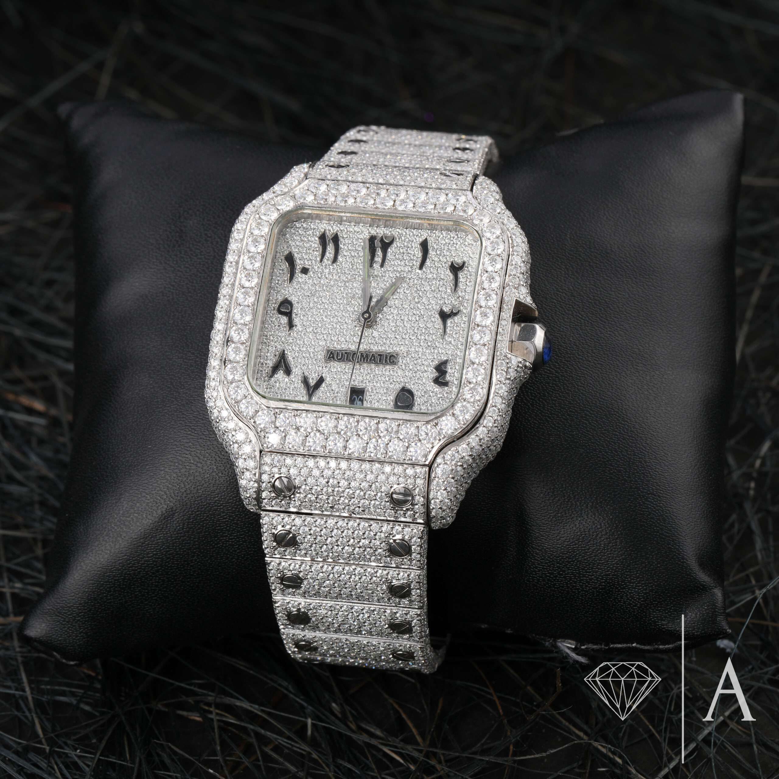 28CT Luxury Moissanite Diamond Watch, Handcrafted Watch for Men, White ...