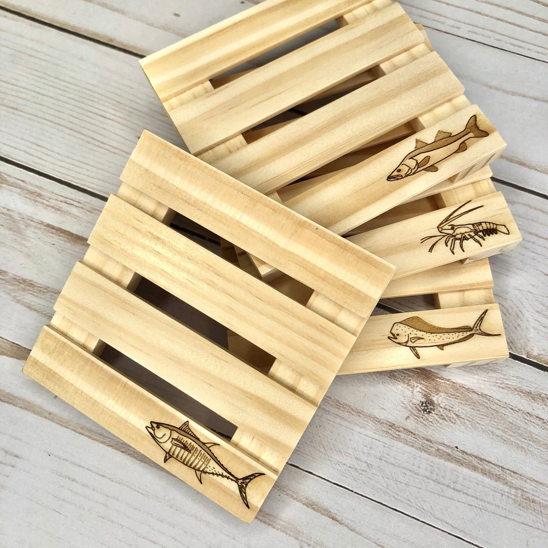 Fishing Drink Coaster Set Pallet Drink Coaster Saltwater Fishing Gifts ...