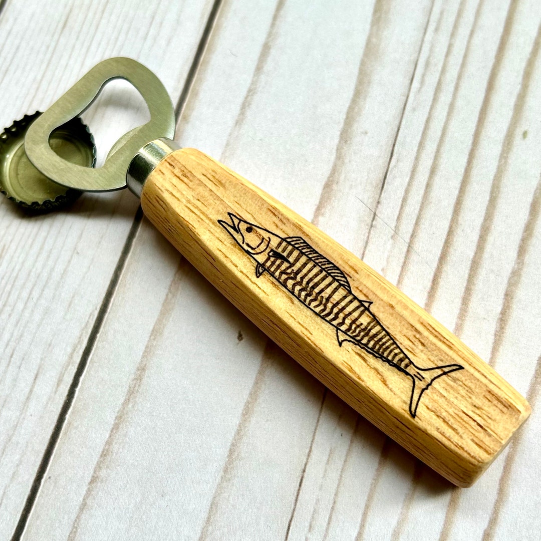 Personalized Fishing Bottle Opener Custom Engraved Wood Saltwater ...