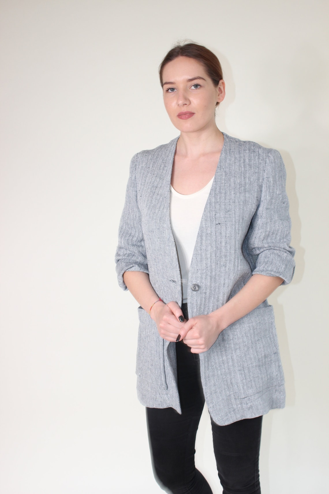Linen Jacket Women Heavy Linen Jacket Summer Blazer With - Etsy