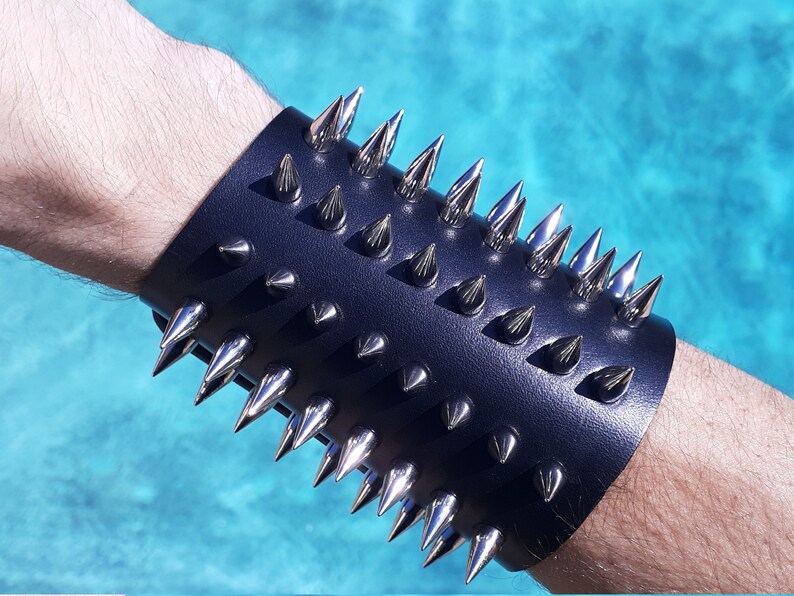 4in Black Spiked Bracer Gauntlet With 72 Spikes - Etsy