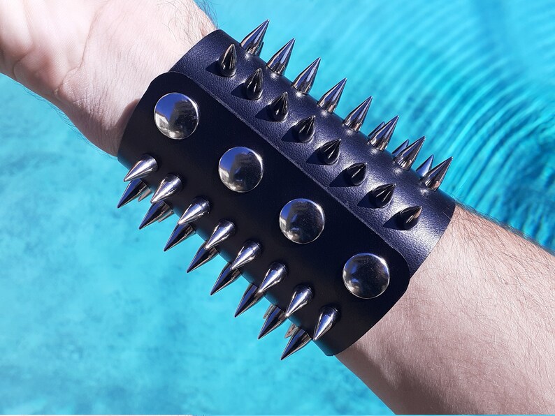 4in Black Spiked Bracer Gauntlet With 72 Spikes | Etsy