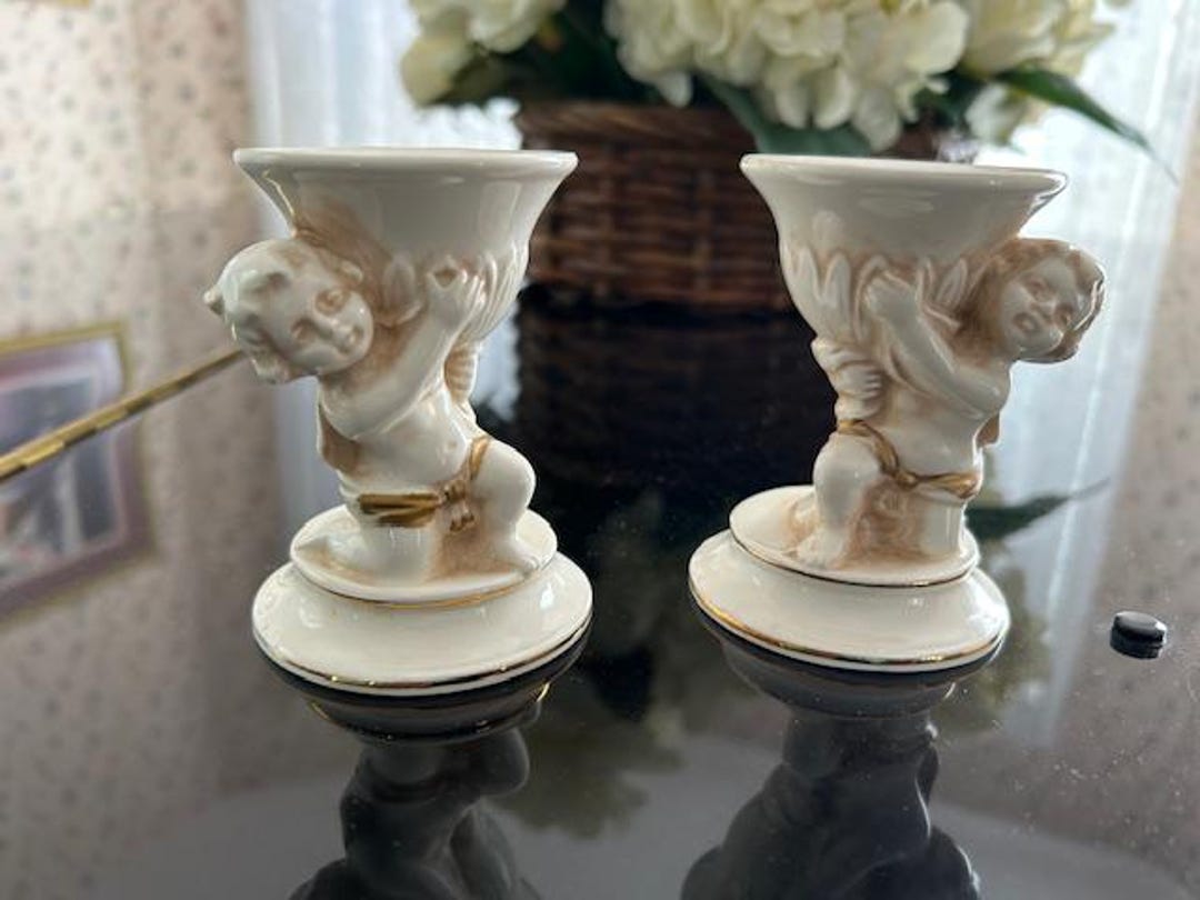 Vintage Lefton’s Cherub Candlestick Holders – Japan - Etsy