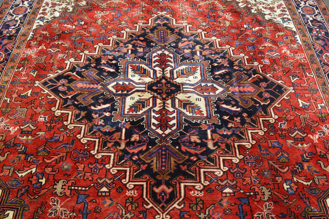 Geometric Animal Bird Design Tribal Vintage Azerbaijan Area Rug ...