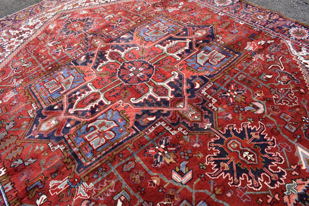 Vintage Hand Knotted Area Rug Handmade Wool Carpet 9'8 X 12'5 ...