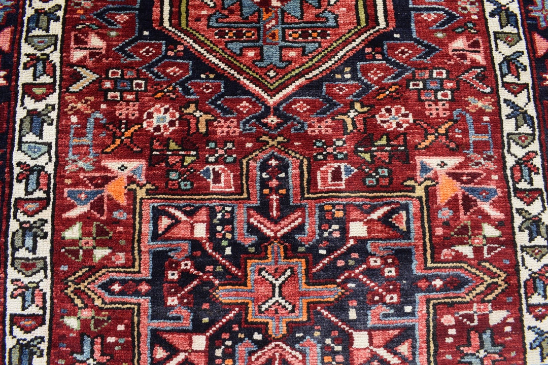 Rug. Vintage Tribal Runner Rug Hand Knotted Caucasian Azerbaijani ...