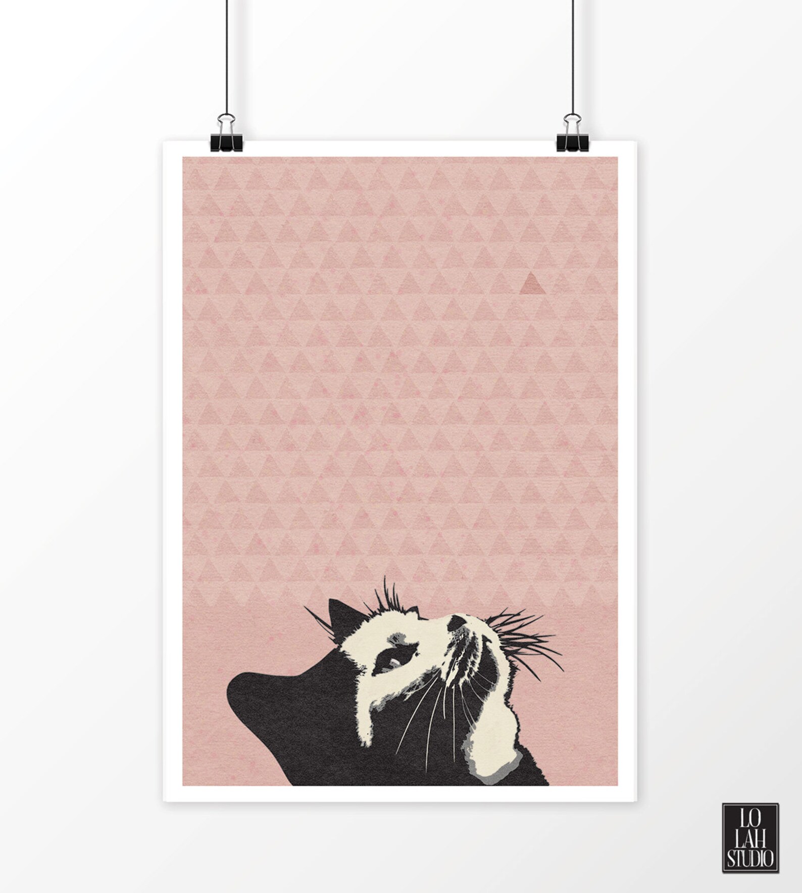 Cat Print, Pink Cat Poster, Modern Wall Art, Nursery Wall Decor - Etsy