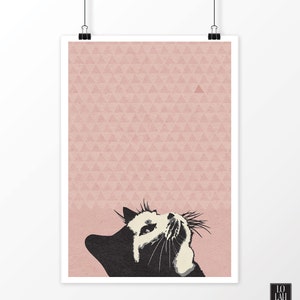 Cat Print, Pink Cat Poster, Modern Wall Art, Nursery Wall Decor - Etsy