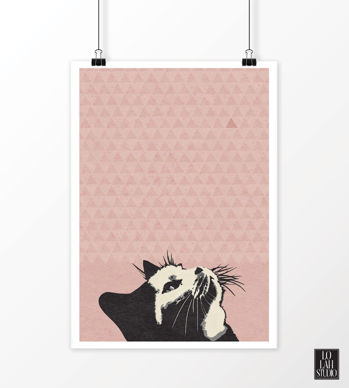 Cat Print, Pink Cat Poster, Modern Wall Art, Nursery Wall Decor - Etsy