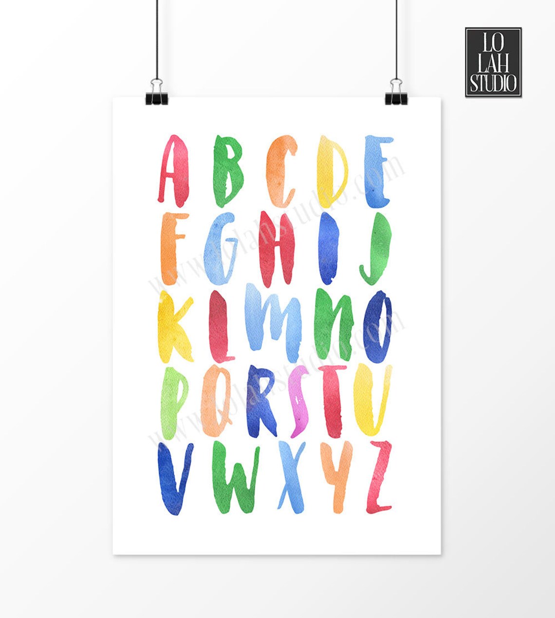 Watercolor Alphabet Printable Wall Art Print ABC Wall Decor | Etsy