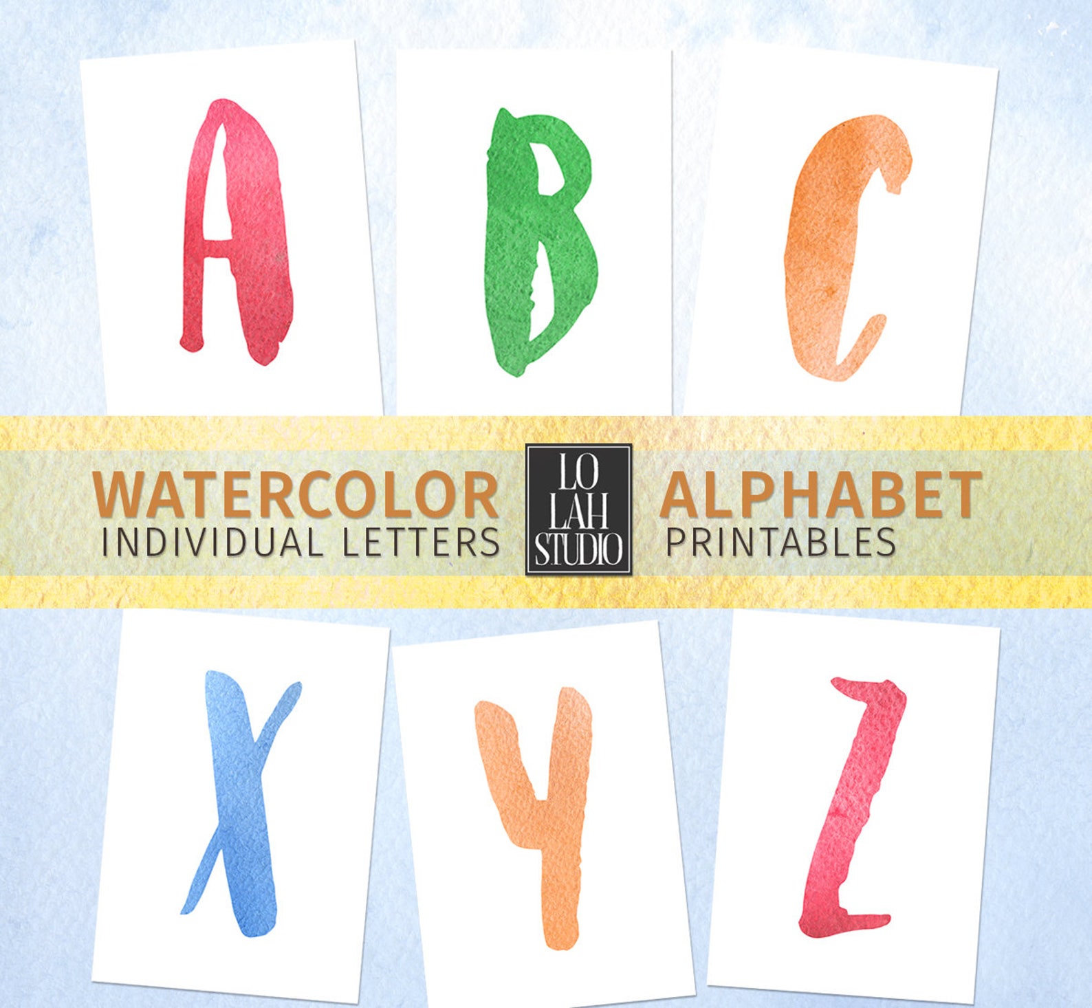 Watercolor Letters Complete Alphabet Printables Letters A to | Etsy