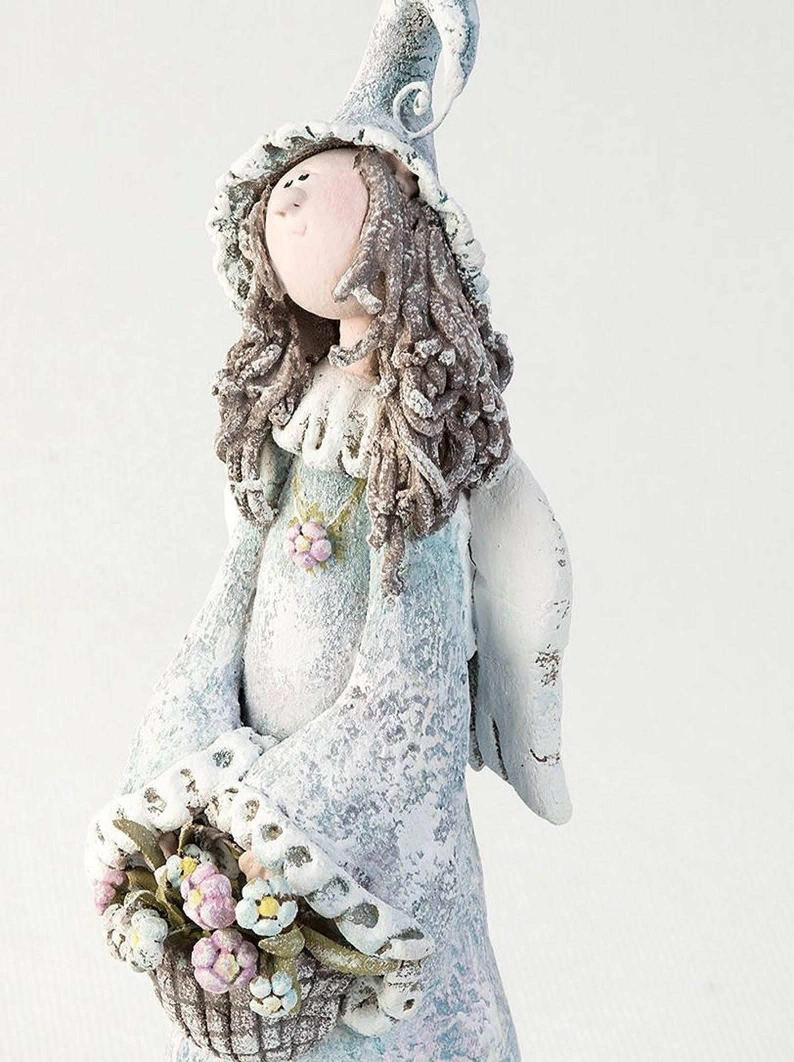 Woodland Angel Doll With Flowers Interior Girl Doll Ceramic - Etsy