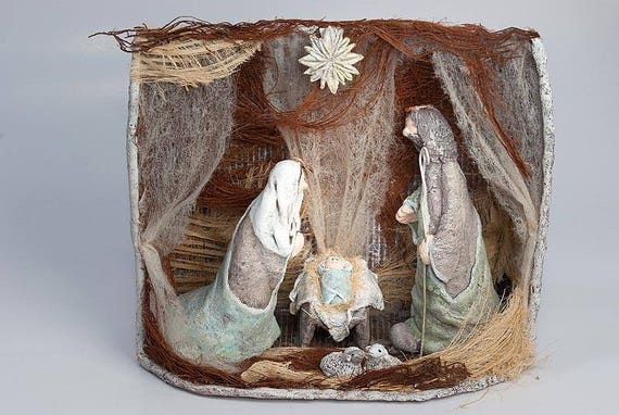Christmas Story Unique Nativity Set Scene Nativity Stable Clay | Etsy