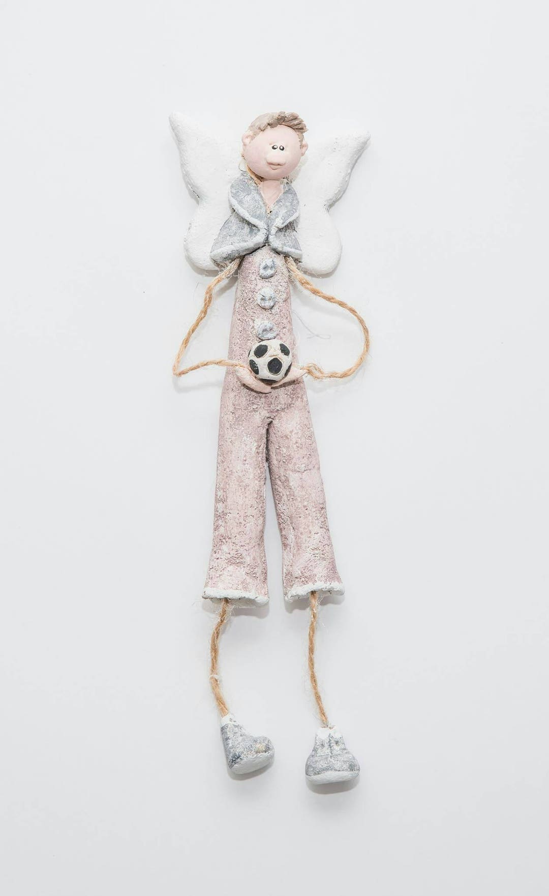 Ceramic Wall Hanging Angel Guardian Clay Boy Figurine | Ceramic Doll ...