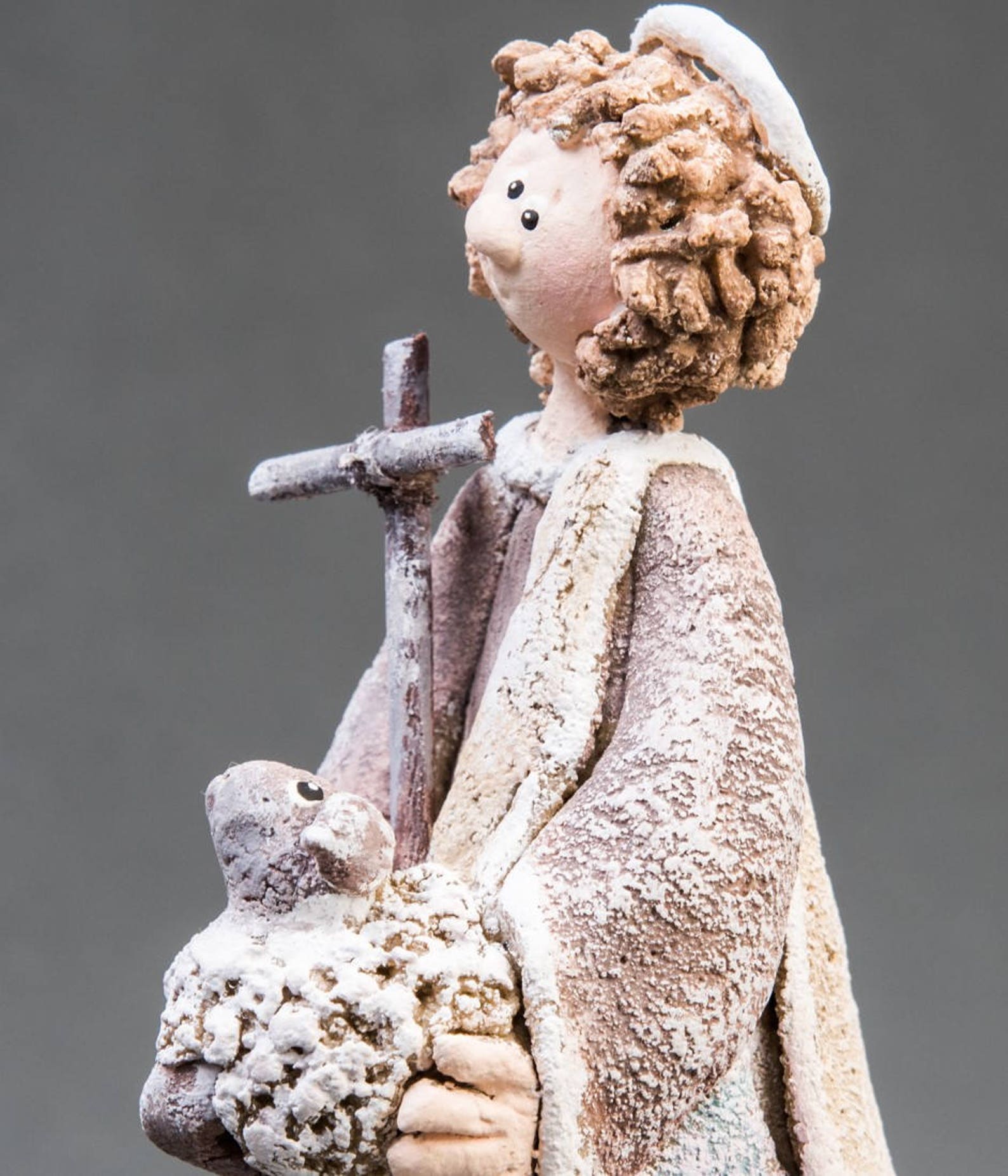 John the Baptist and the Lamb Clay Saint Doll Saint Figurine Catholic ...