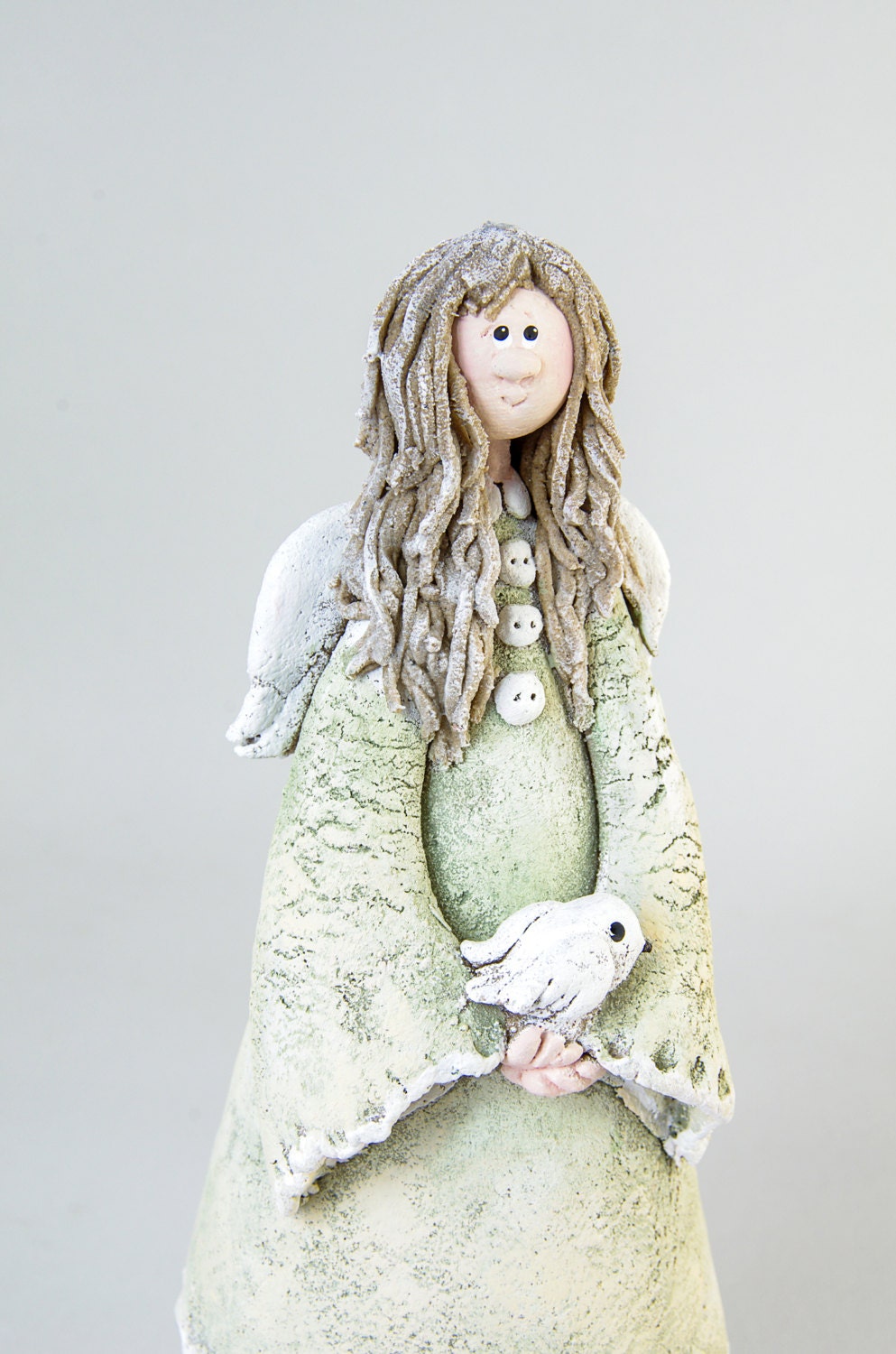 Angel Sculpture Guardian Angel Clay Angel Figurine Baptism Gift ...