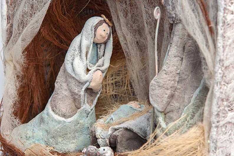 Christmas Story Unique Nativity Set Scene Nativity Stable Clay - Etsy