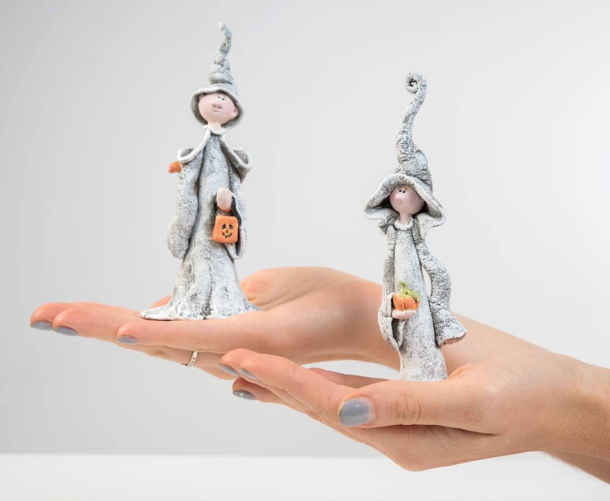 Halloween decoration sculpture set Clay halloween figurines | Etsy