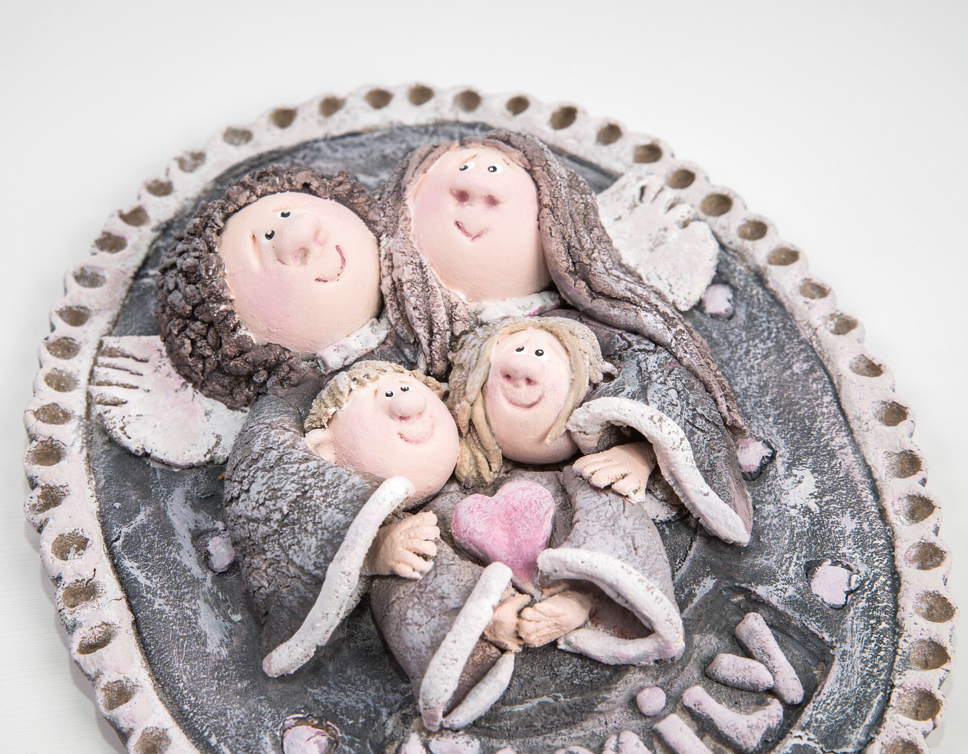 Custom Family Clay Portrait Illustration, Handcrafted Art Family ...