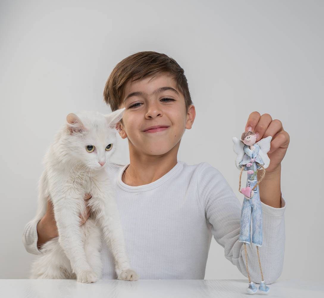 Angel Guardian Gift for Son Gift From Mom Boy Figurine Clay - Etsy