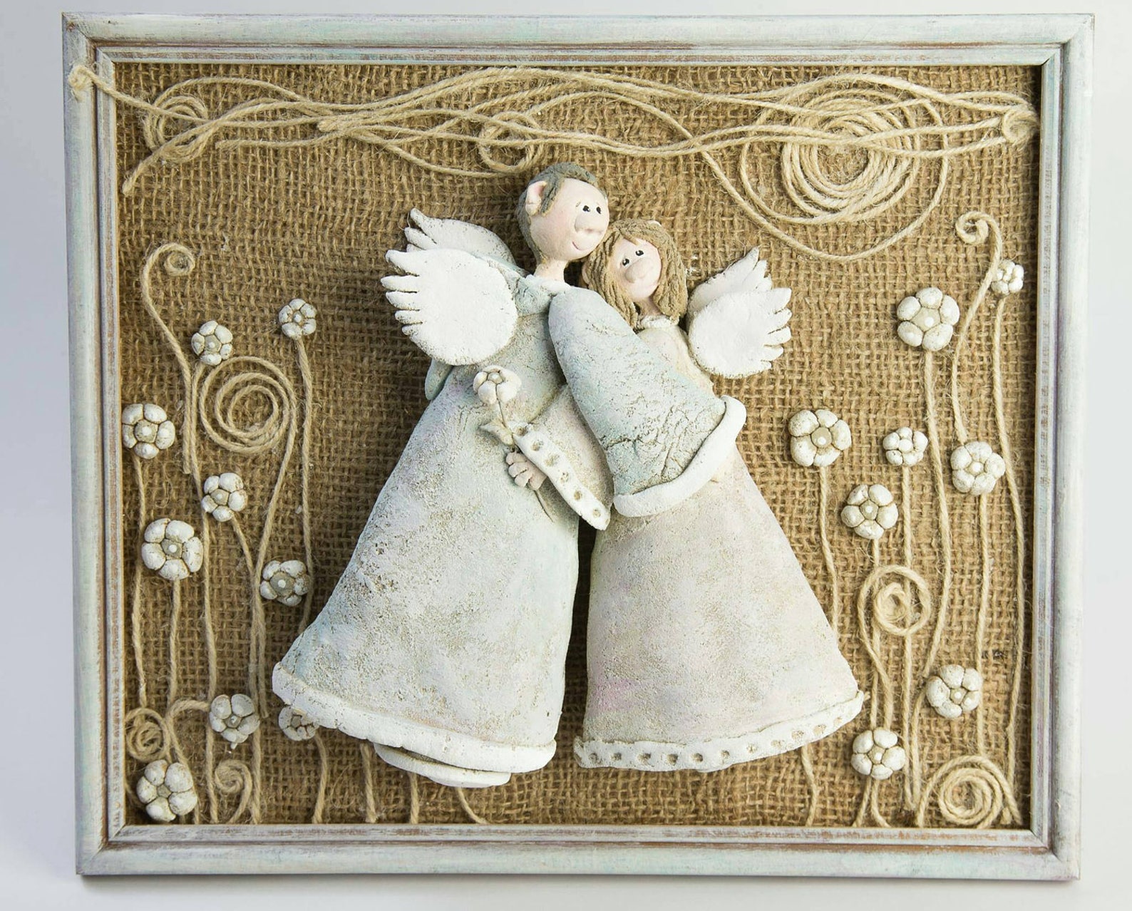 LOVE JOY Ceramic Sculpture, Ceramic Angels, Ceramic Panel, Romantic ...