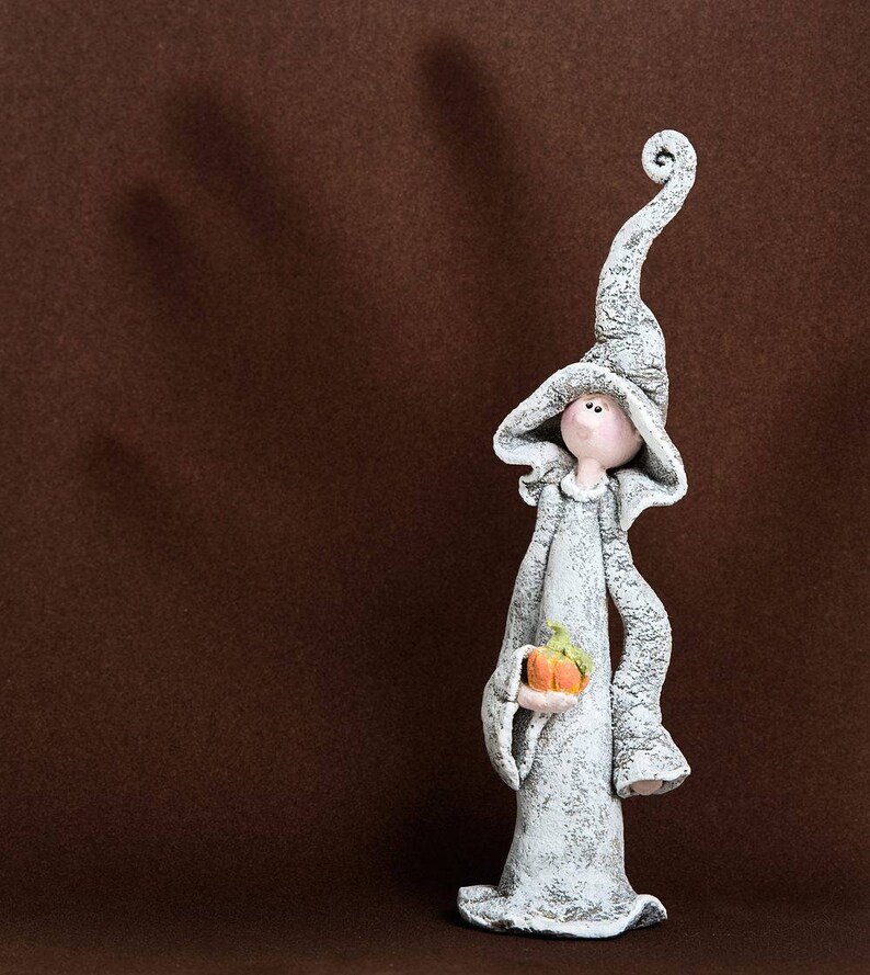 Halloween Decoration Sculpture Set Clay Halloween Figurines Witch Hat ...