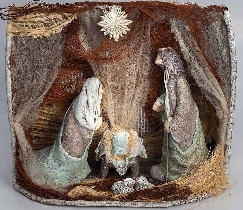 Christmas Story Unique Nativity Set Scene Nativity Stable Clay ...