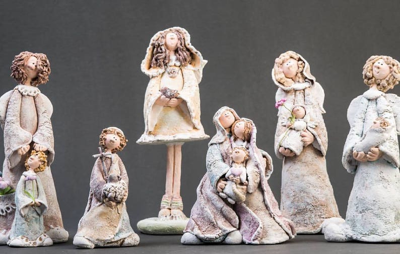 Ceramic Angel Figurines Kids Guardian Angel Gift Waldorf Angel ...