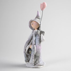 Clay Angel Sculpture, Guardian Angel Statue, Angel Boy Figurine With ...