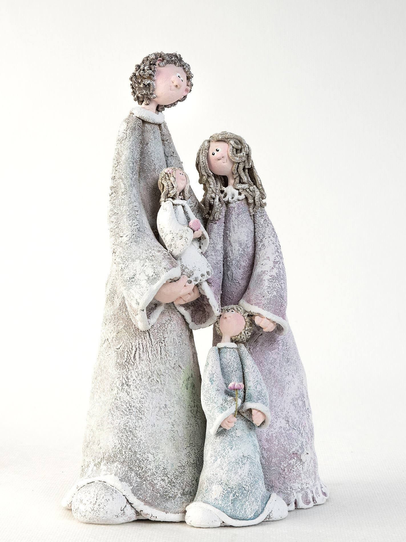 Custom Family Sculpture Angel Figurines Ceramic Art Doll Fireplace ...