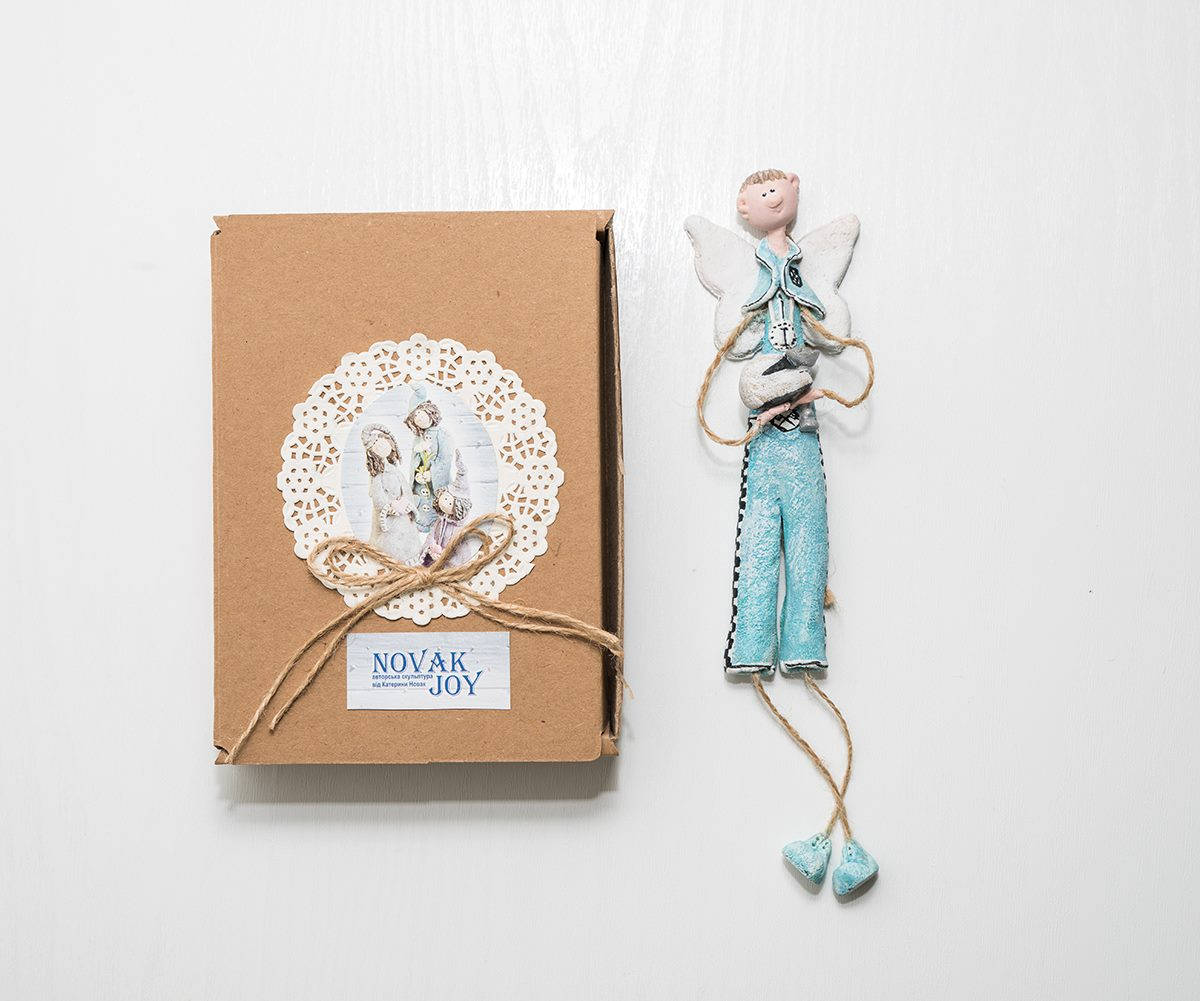 Angel Guardian Gift for Son Gift From Mom Boy Figurine Clay - Etsy