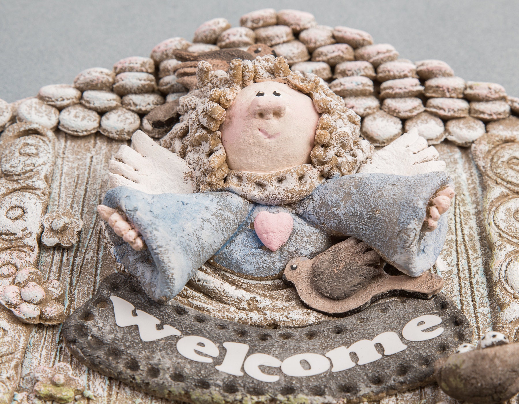 Clay Key Holder, Entryway Hook Wall Organizer, Angel Figurine Panel ...