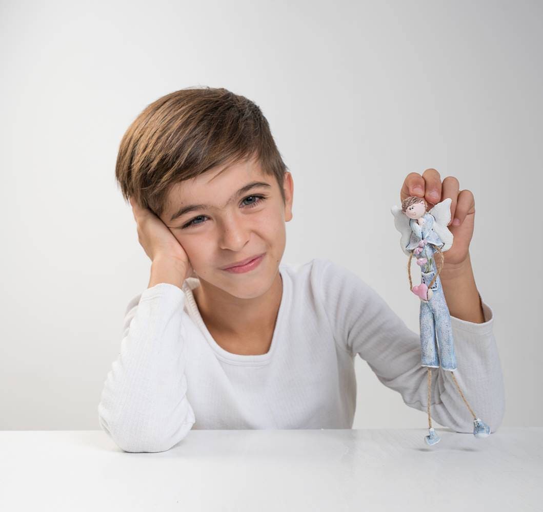 Angel Guardian Gift for Son Gift From Mom Boy Figurine Clay - Etsy