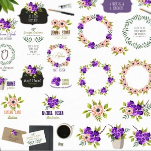 Wedding Watercolor / Floral / Clipart / Wreath / Spring / Flowers ...