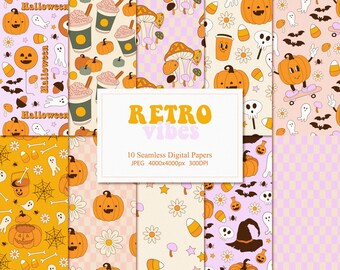 Retro Groovy Digital Paper Aesthetic Pattern Background - Etsy
