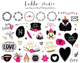 Valentine's Day / Clipart / Overlays / Love / Heart / | Etsy