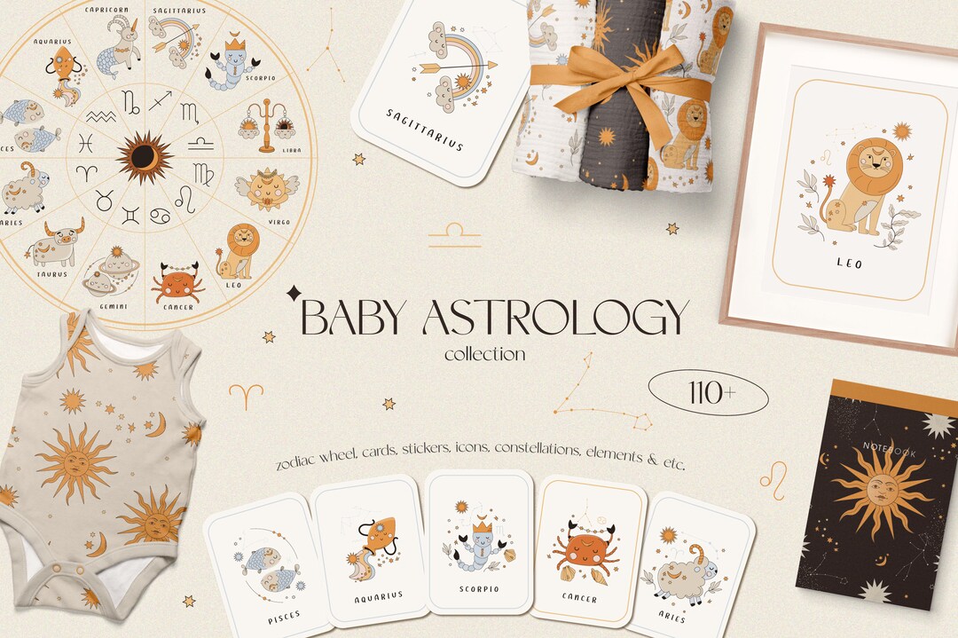 Zodiac Baby Clipart, Zodiac Sign, Cute Kids Horoscope for Baby Shower ...