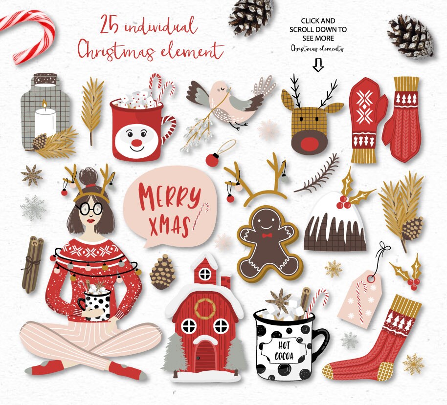 Christmas Clipart / Christmas Clip Art / Winter / PNG / | Etsy