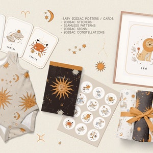 Zodiac Baby Clipart, Zodiac Sign, Cute Kids Horoscope for Baby Shower ...